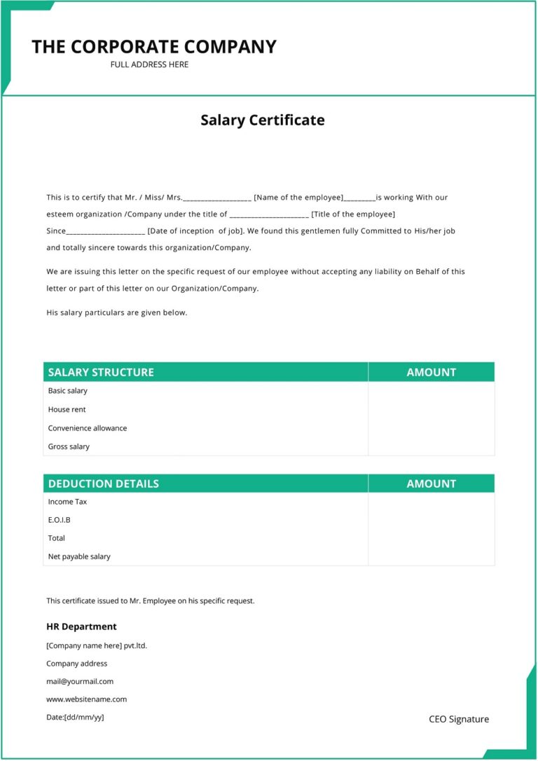 33+ Free Salary Certificate Format Sample (PDF, Word Templates ...