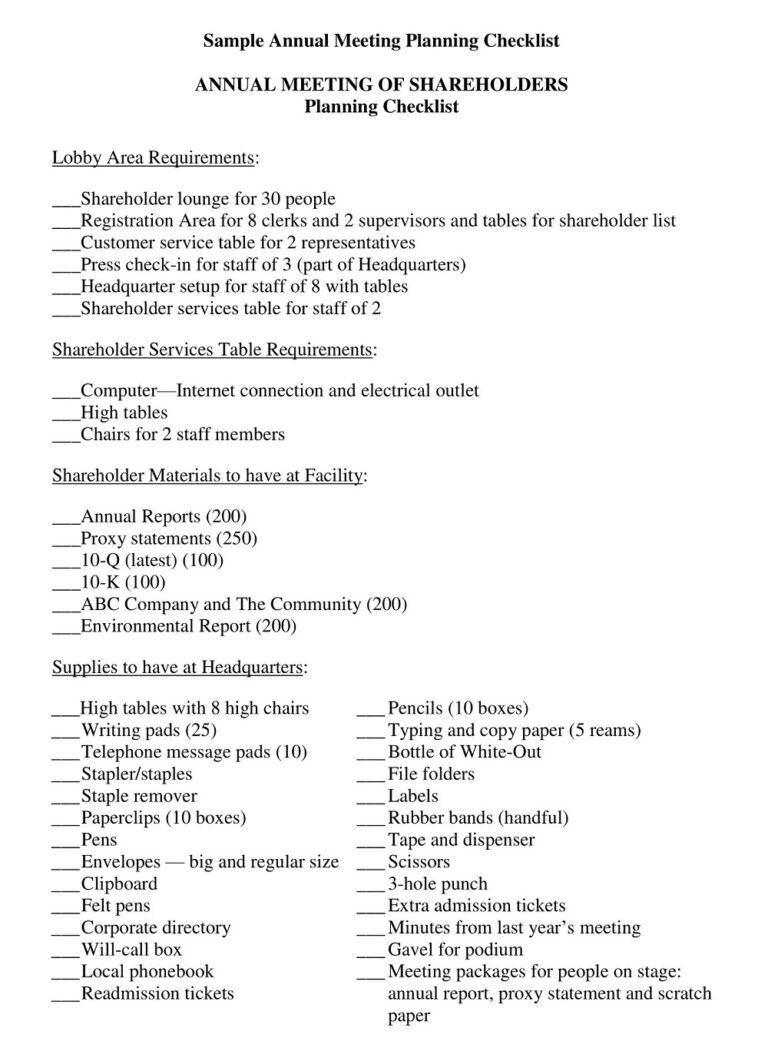 32+ Free Meeting Checklist Templates - PDF, Word » American Templates