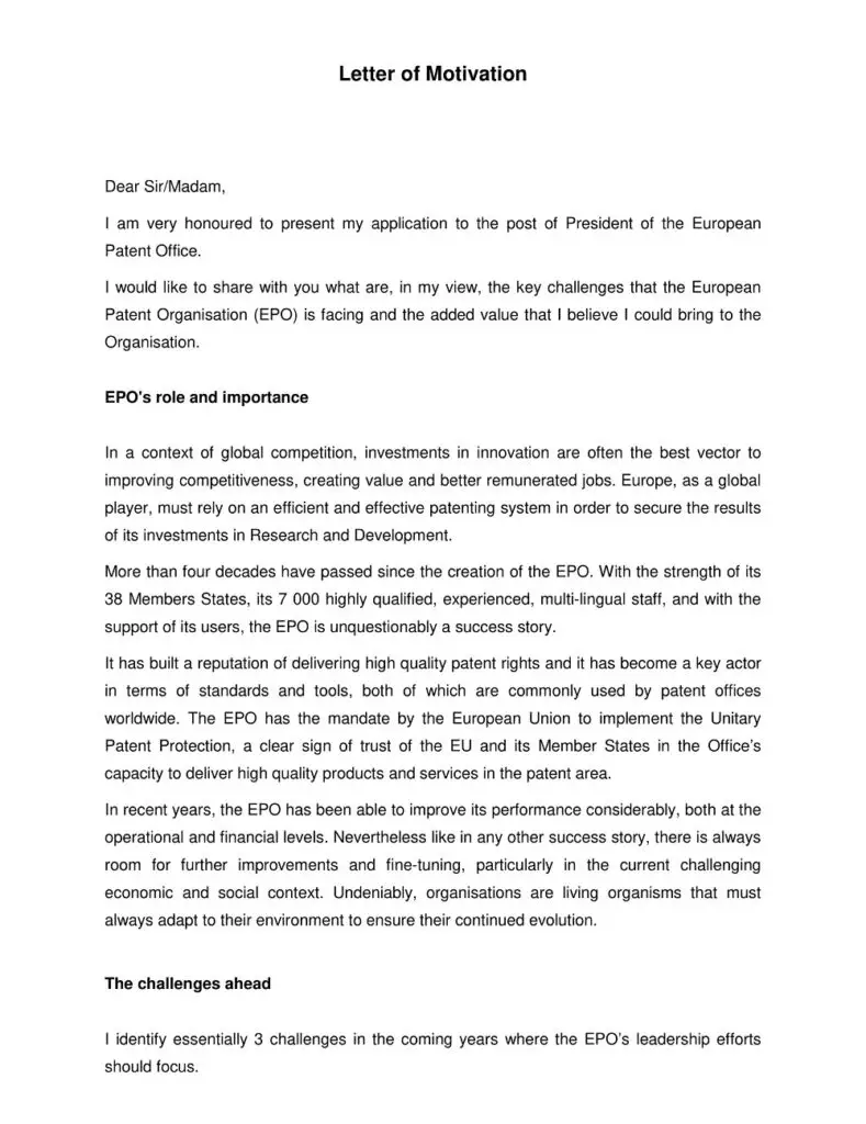 18+ Free Sample Motivation Letter Templates (Word, PDF) » American ... 18+ Free Sample Motivation Letter Templates (Word, PDF) » American ...