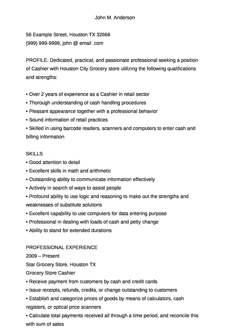 32+ Free Cashier Resume Samples & Templates (PDF, Word) » American ...