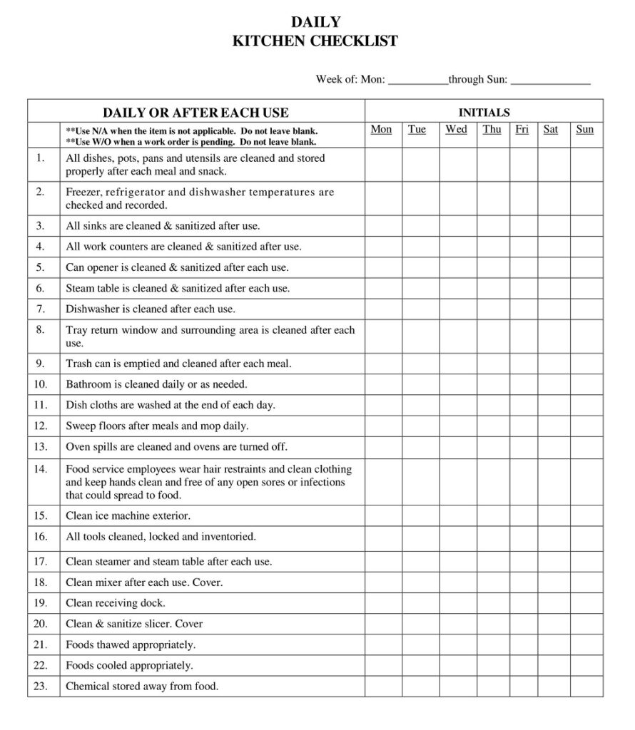 32 Free Kitchen Cleaning Checklist Templates Restaurant Commercial 32 Free Kitchen Cleaning Checklist Templates Restaurant Commercial