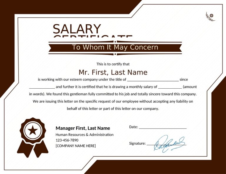 33+ Free Salary Certificate Format Sample (PDF, Word Templates ...