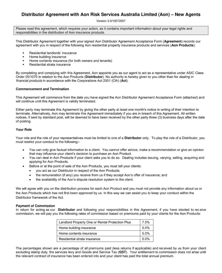 34+ Free Printable Distributor Agreement Templates - PDF » American ...