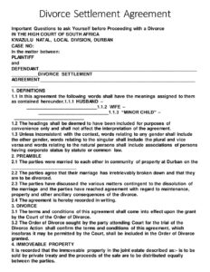 36+ Free Sample Divorce Settlement Agreement Templates (Printable PDF ...