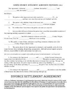 36+ Free Sample Divorce Settlement Agreement Templates (Printable PDF ...