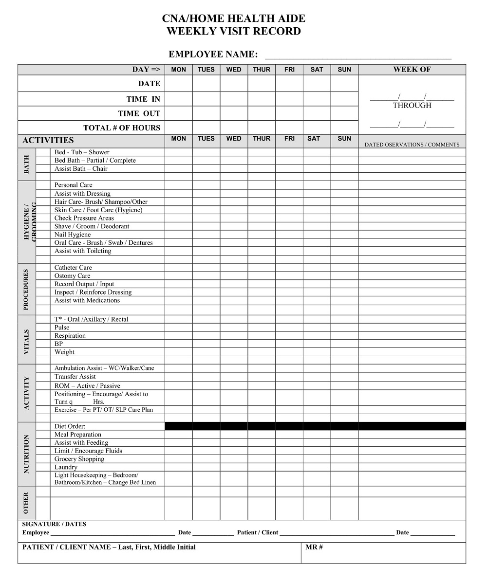 28 Free Printable Home Health Aide Timesheet Templates Simple PDF 28 Free Printable Home Health Aide Timesheet Templates Simple PDF