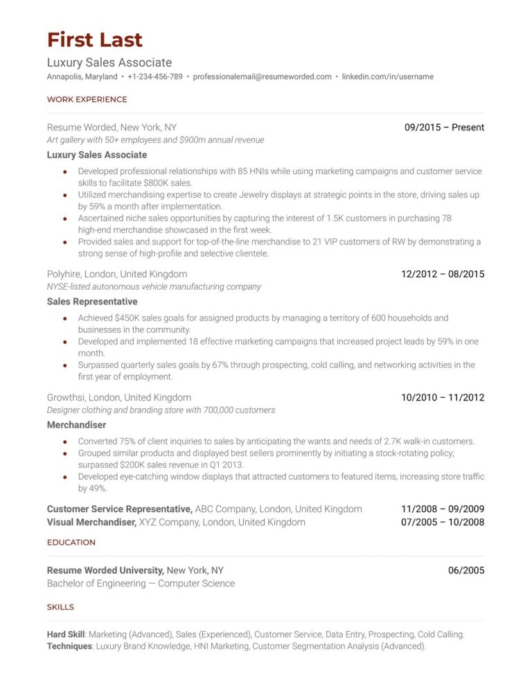 30+ Free Sales Associate Resume Samples & Templates (PDF, Word ...