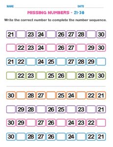 25+ Free Printable Missing Numbers Worksheets for Fun Learning ...