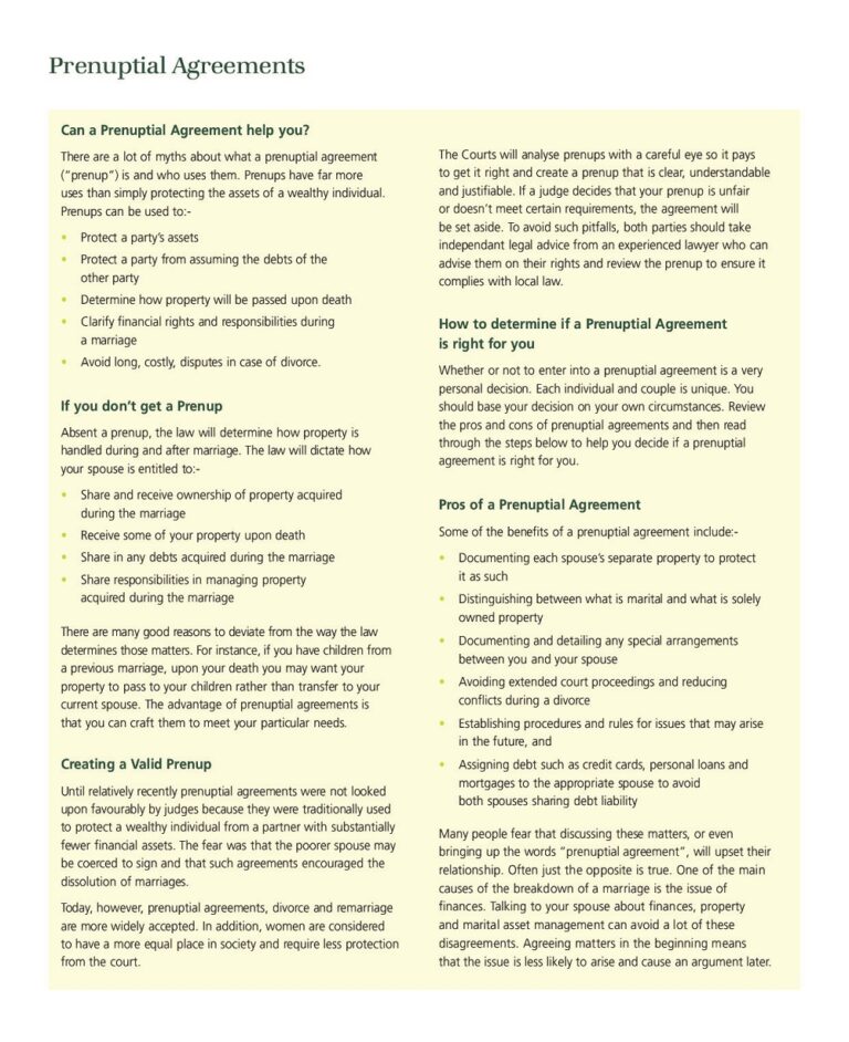 35+ Free Sample Prenuptial Agreement Templates (PDF) » American Templates