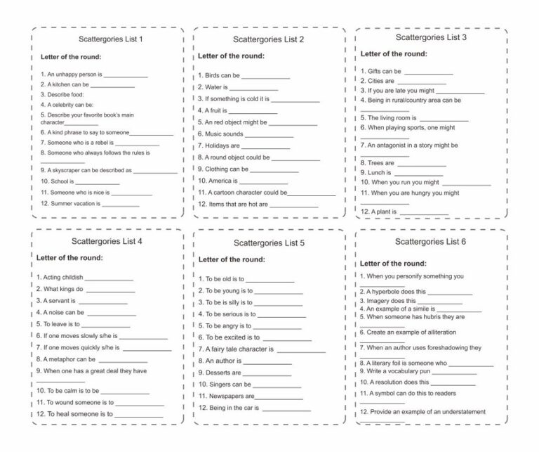 25+ Scattergories Lists - Free Printable PDF (Updated 2023) » American ...