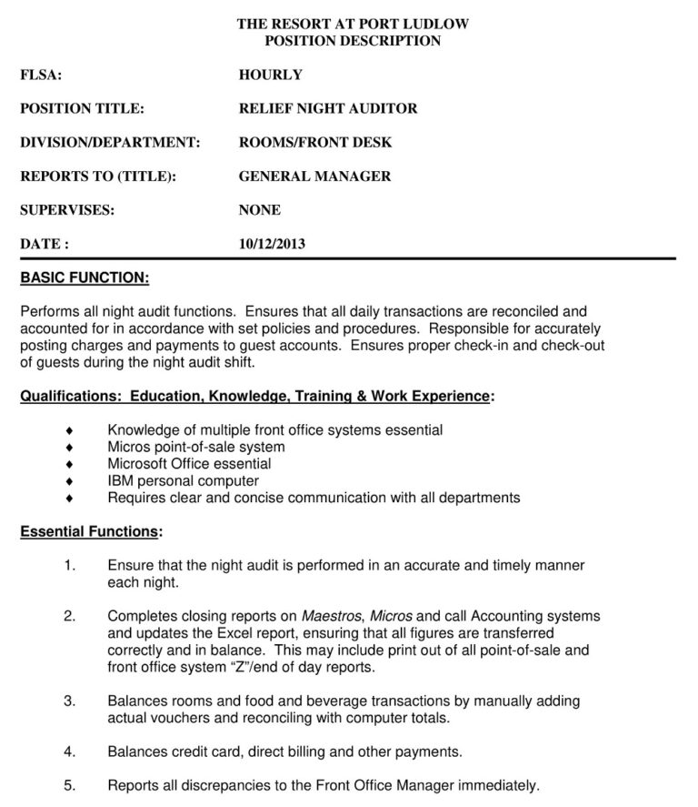 18+ Free Fillable Night Audit Checklist Templates - Printable PDF ...