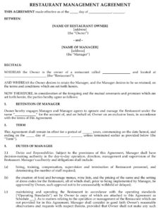 15+ Free Sample Kitchen Manager Contract Templates (PDF, MS Word ...