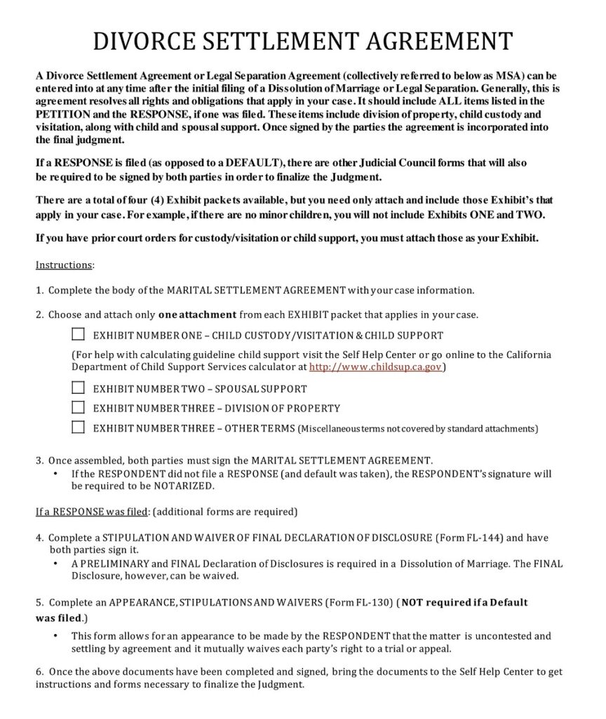 36+ Free Sample Divorce Settlement Agreement Templates (Printable PDF ...