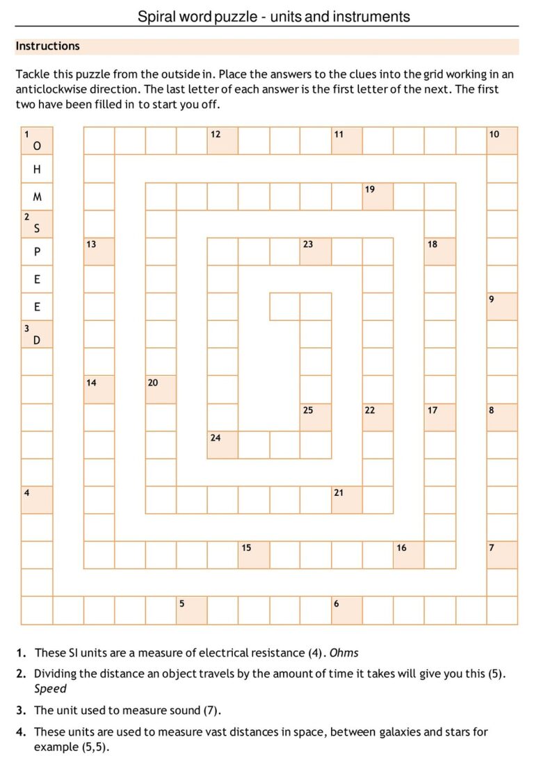 18+ Free Word Spiral Puzzle Worksheet Templates - Sample PDF » American ...
