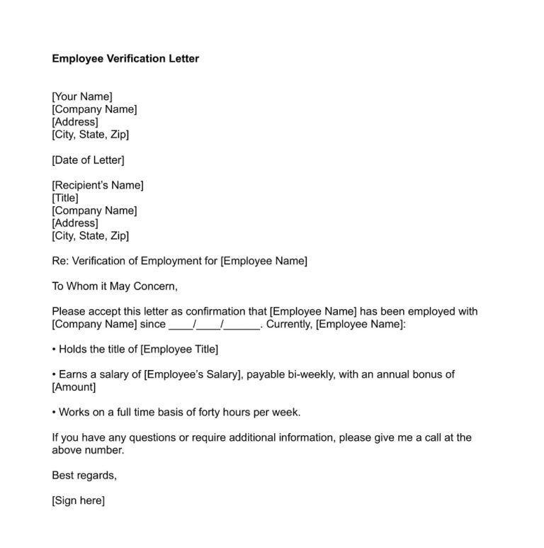 35+ Free Employment Verification Letter Samples & Templates (PDF ...