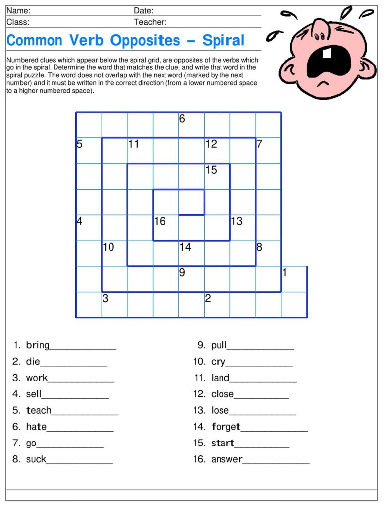 18+ Free Word Spiral Puzzle Worksheet Templates - Sample PDF » American ...