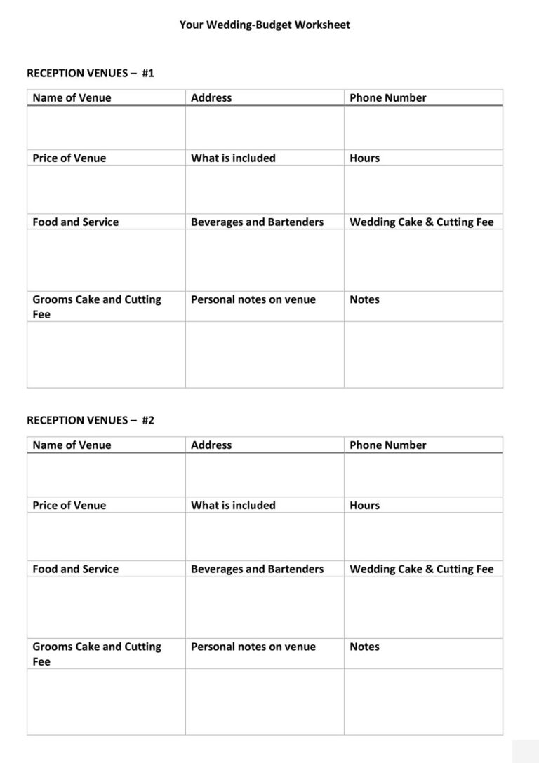 10+ Free Destination Wedding Budget Templates - Printable PDF, Excel ...