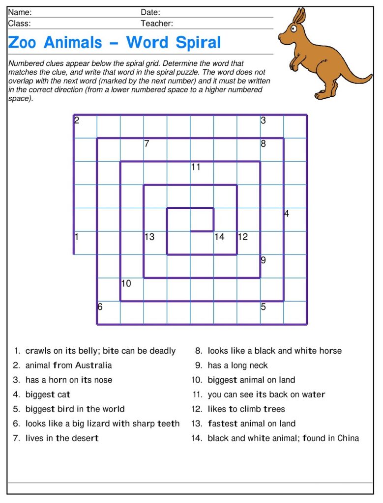 18+ Free Word Spiral Puzzle Worksheet Templates - Sample PDF » American ...
